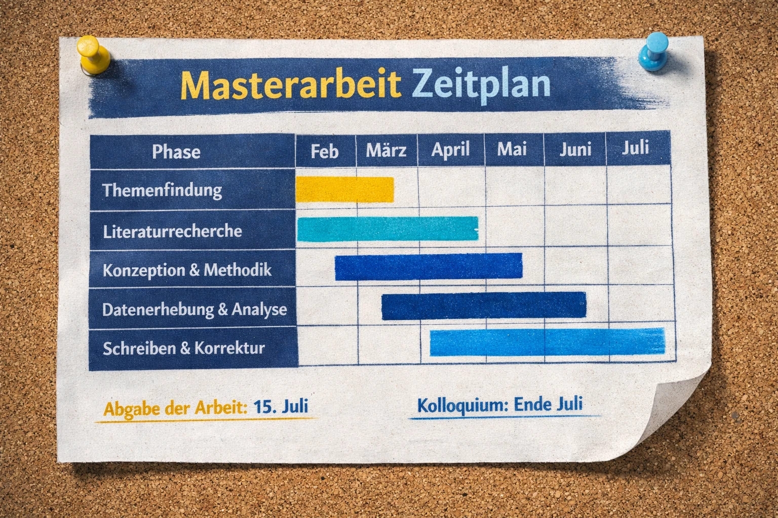 Zeitplan Masterarbeit: 6 Phasen, Pufferzeit-Rechner & Vorlage
